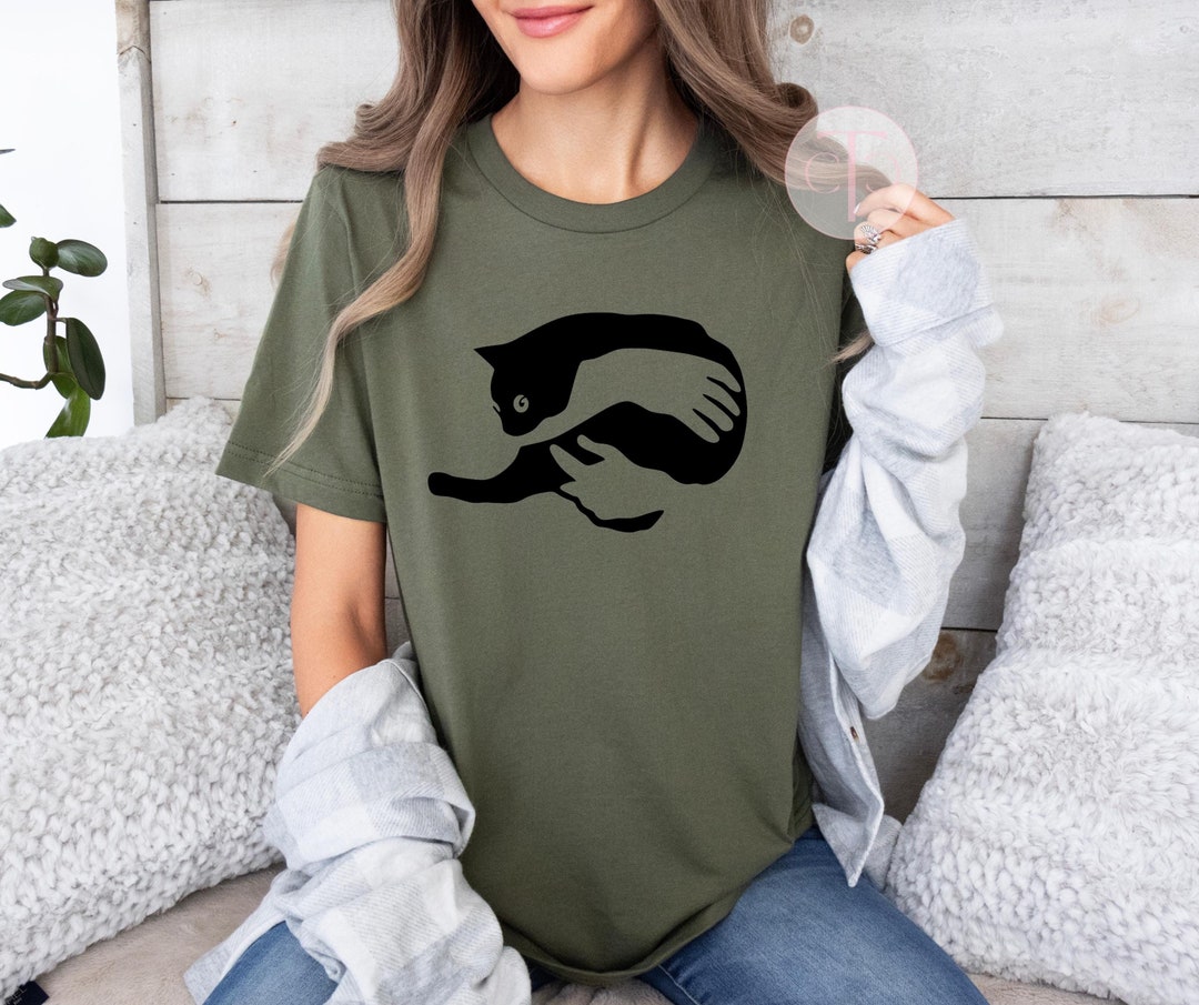 Black Cat T-shirt, Funny Cat Meme Shirt, Cat Lover Gift, Oversize Cat ...