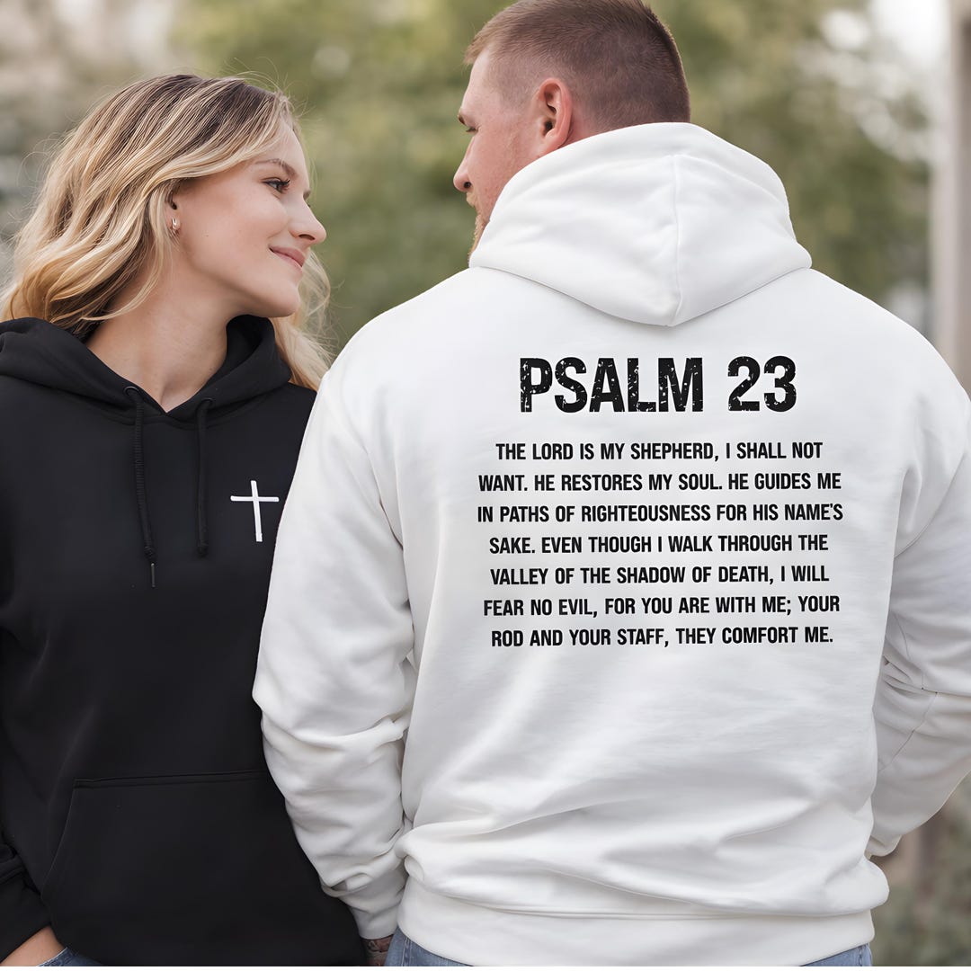 Psalm 23 Hoodie Christian Bible Verse Sweatshirt | White Faith Hoodie ...