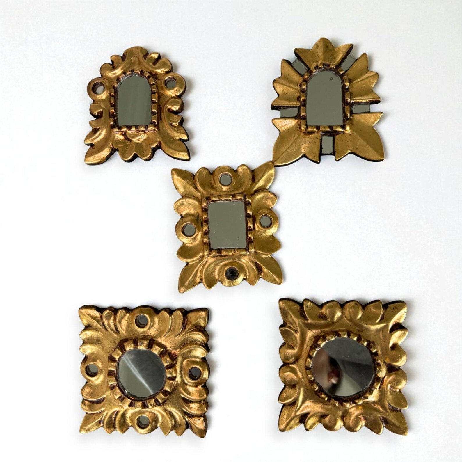 Gold Peruvian Accent Decorative Mirror: 5" Vintage Wall Decor - Etsy