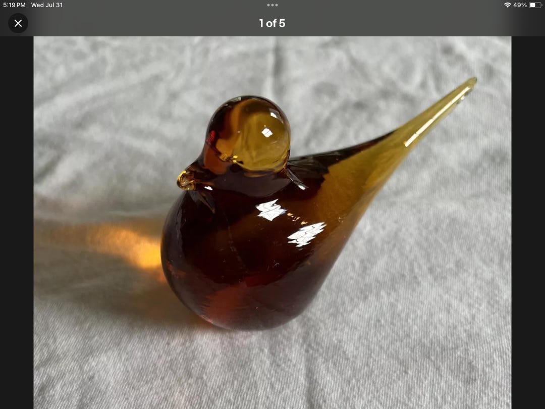 Amber Glass Bird Figurine/ Paperweight - Etsy