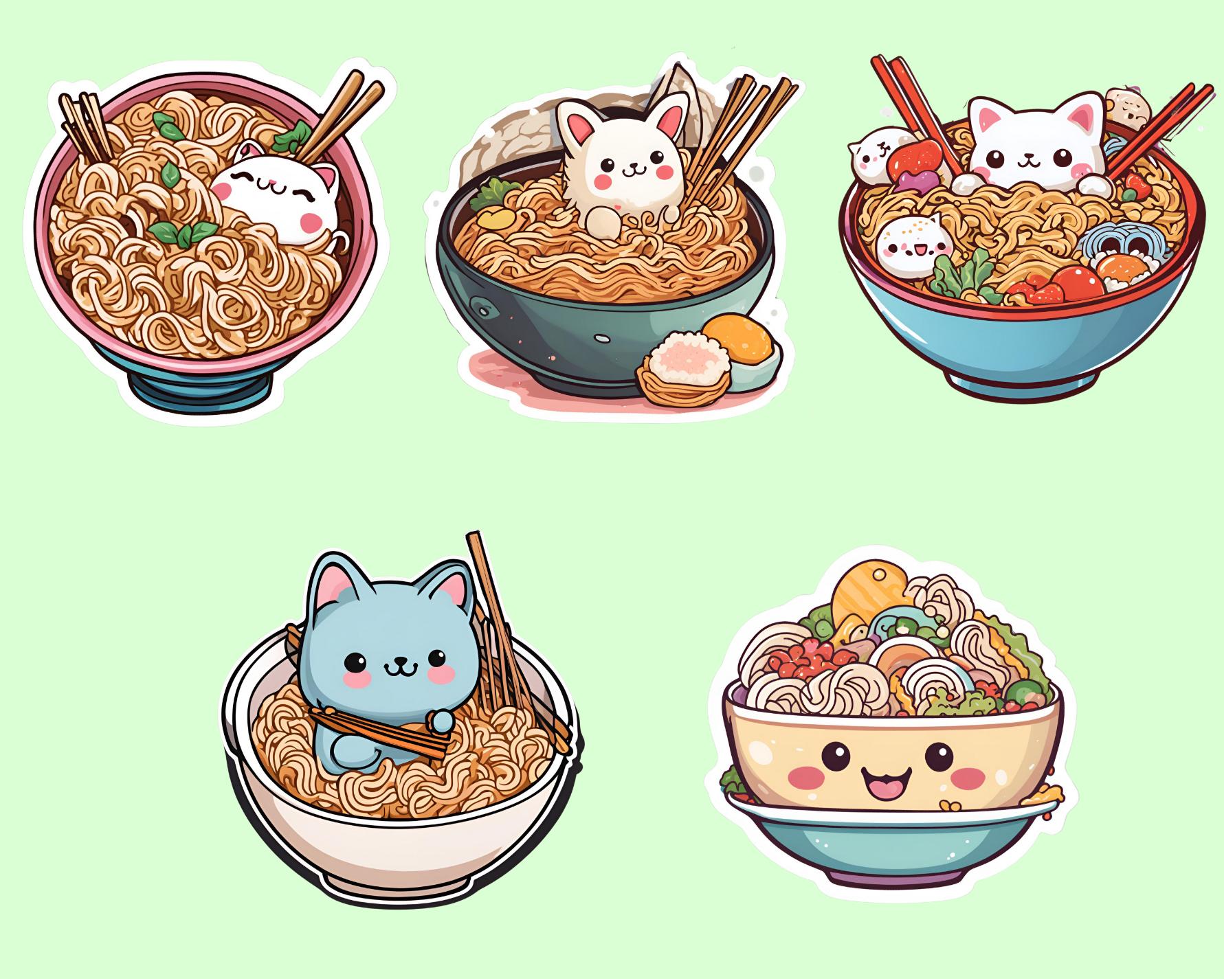 Cute Kawaii Ramen Clipart, Cute Ramen PNG Digital Download, Ramen ...