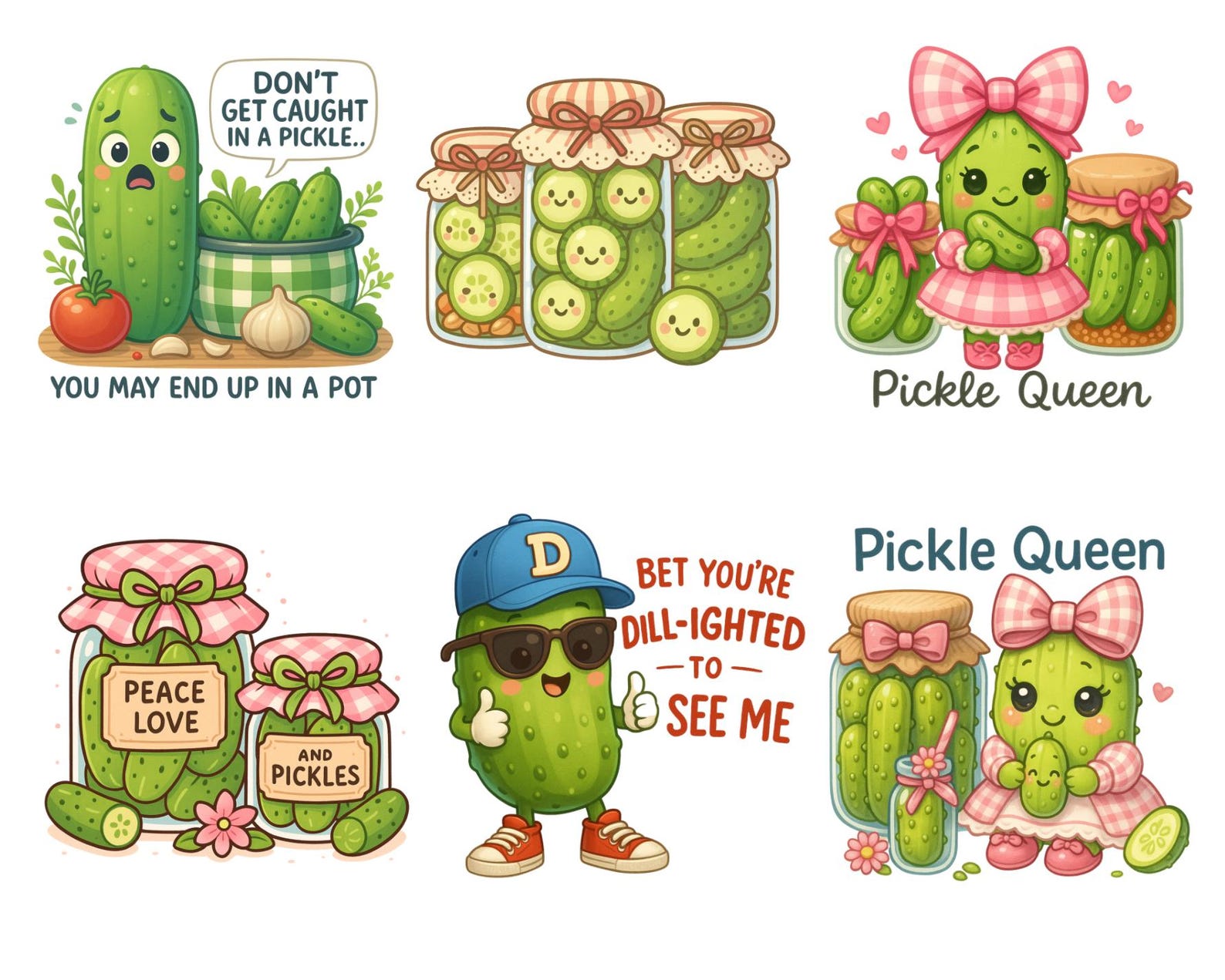 Cute Pickle Character Quotes Sublimation, Pickles Svg Bundle Cricut ...