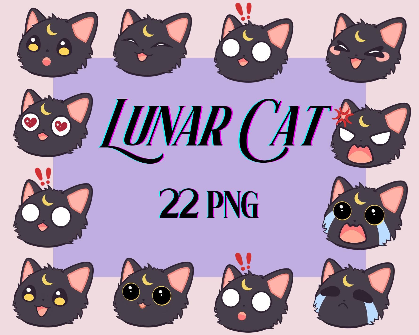 Lunar Cat Clipart Bundle Moon Cat PNG File, Lunar Cat Png, Floral Cat ...