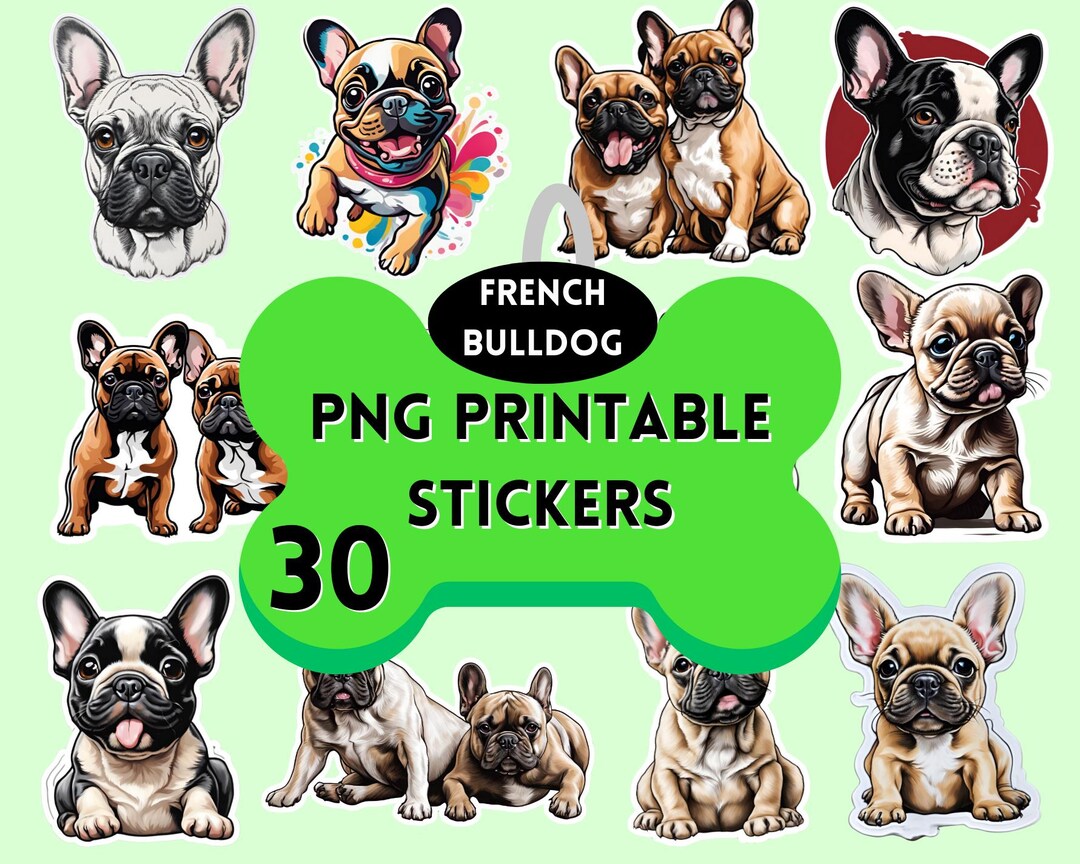 French Bulldog Clipart Bundle - 30 PNG Cute Adorable Puppy Stickers ...