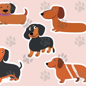 Dachshund Clipart Bundle - 30 PNG Cute Adorable Puppy Stickers, Cute ...