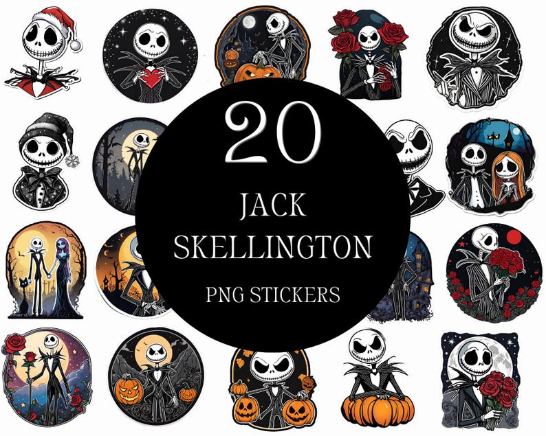 Jack Skellington PNG Stickers: Nightmare Before Christmas Clipart ...