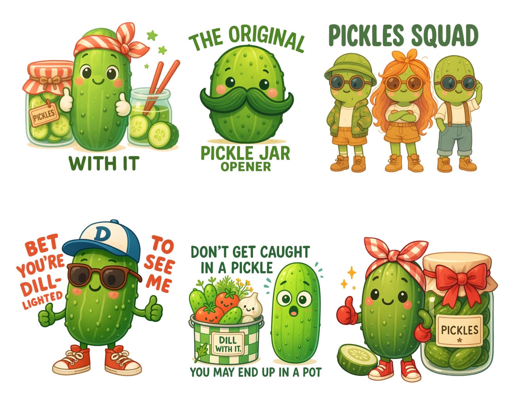 Cute Pickle Character Quotes Sublimation, Pickles Svg Bundle Cricut ...