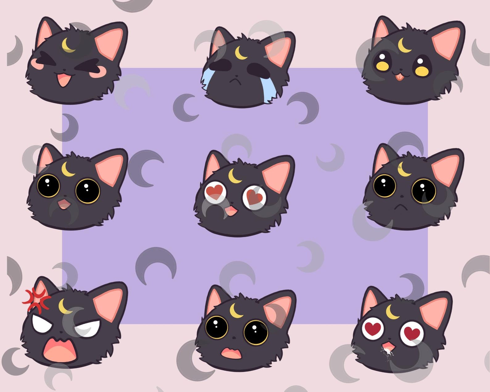 Lunar Cat Clipart Bundle Moon Cat PNG File, Lunar Cat Png, Floral Cat ...