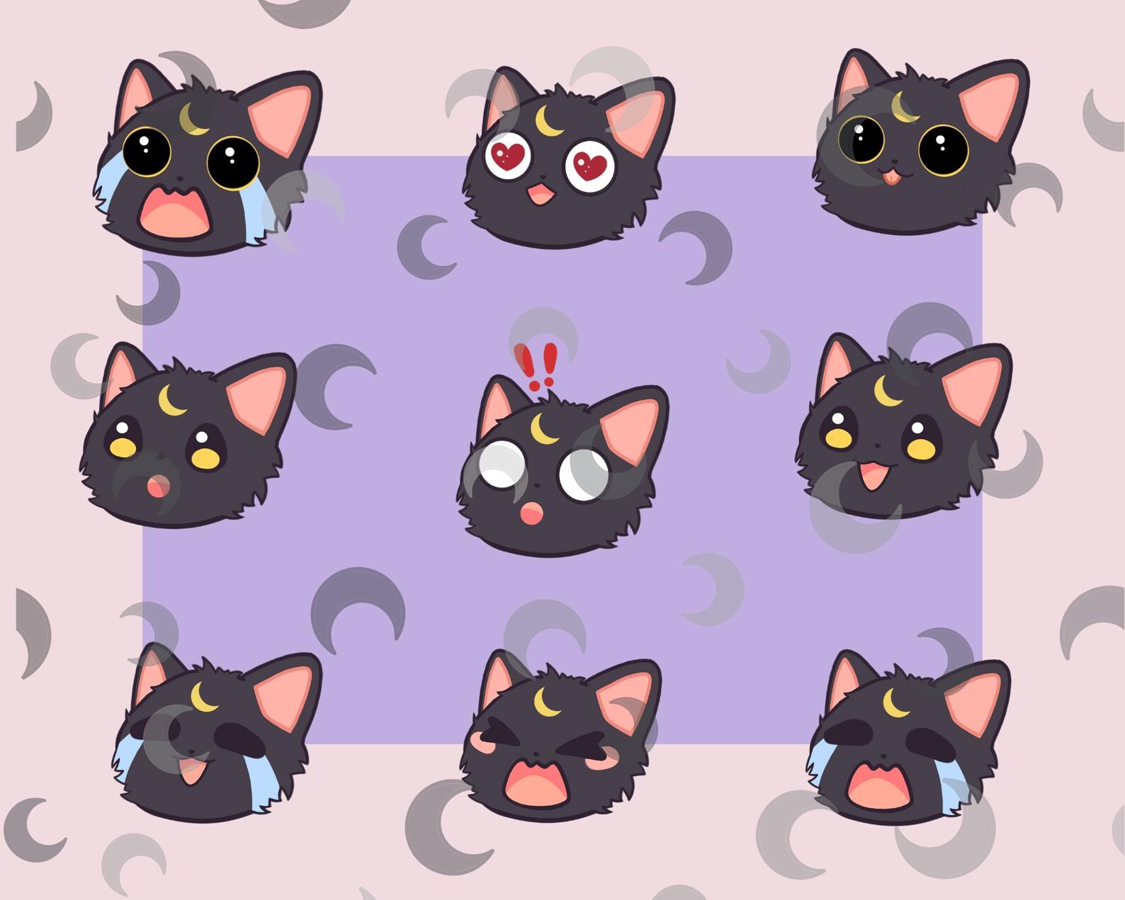 Lunar Cat Clipart Bundle Moon Cat PNG File, Lunar Cat Png, Floral Cat ...
