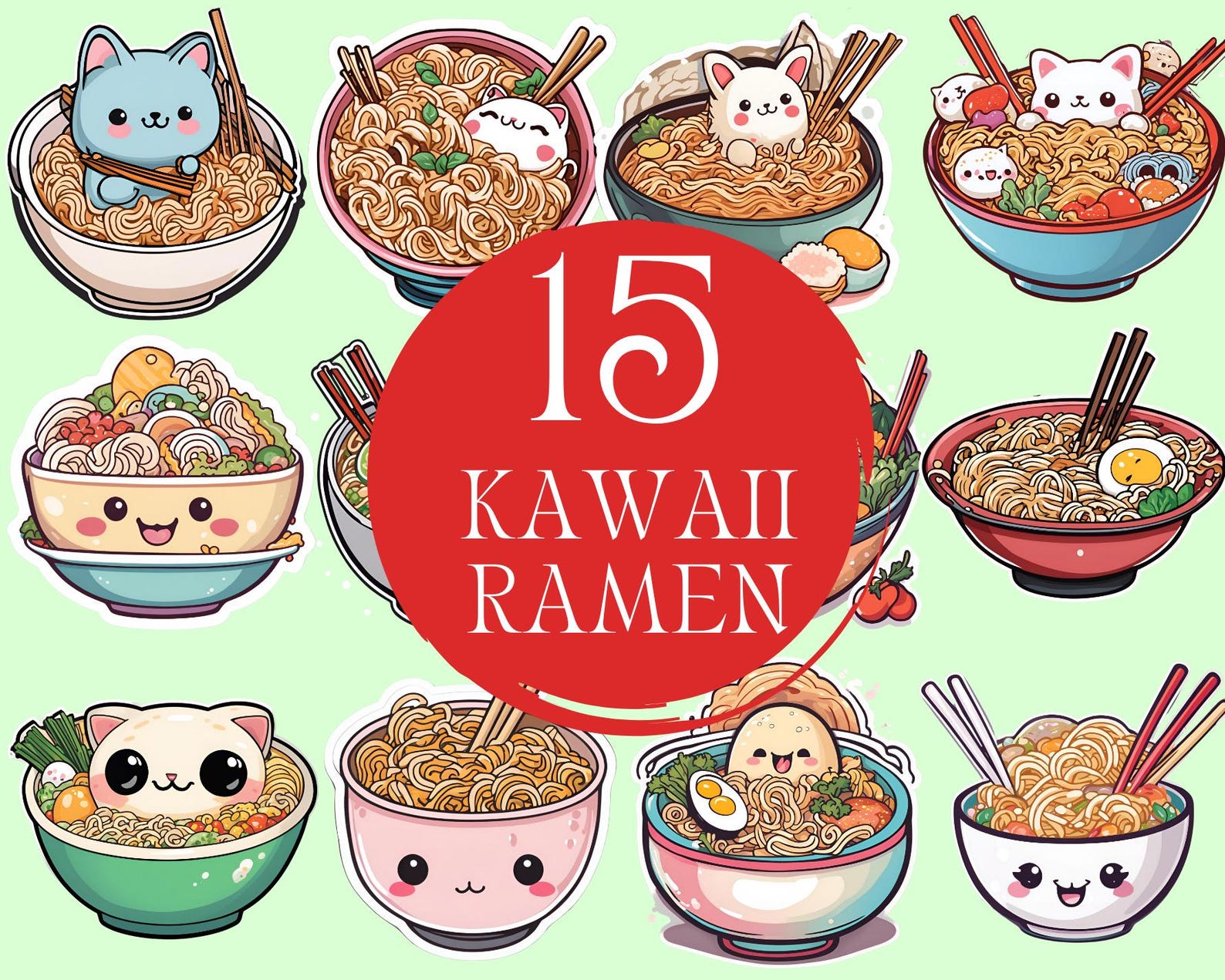 Cute Kawaii Ramen Clipart, Cute Ramen PNG Digital Download, Ramen ...
