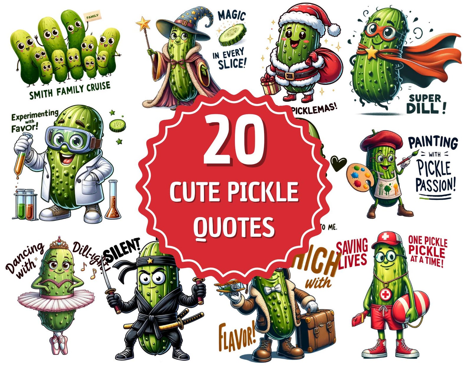 Cute Pickle Character Quote Sublimation, Pickles Svg Bundle Cricut ...