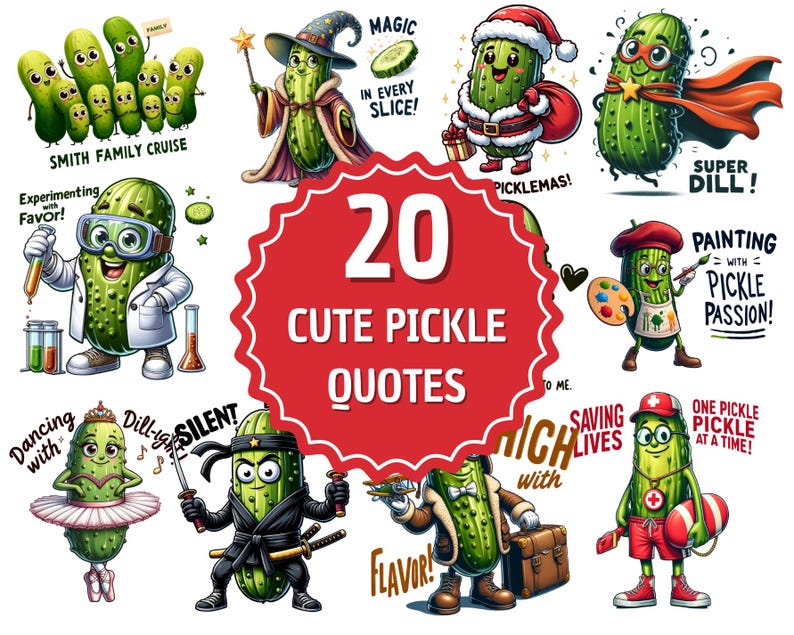 Cute Pickle Character Quote Sublimation, Pickles Svg Bundle Cricut ...