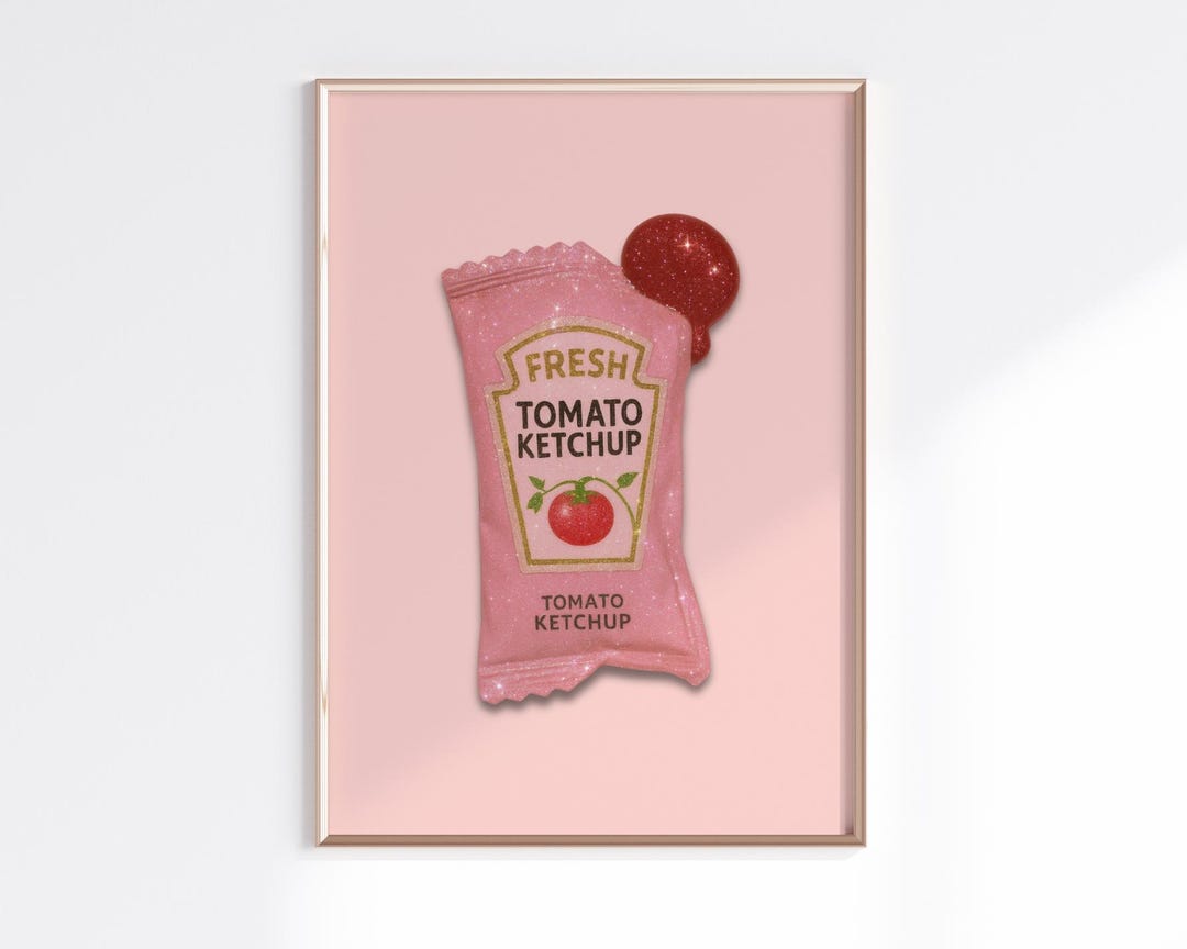Pink Ketchup Packet Printable | Cute Glitter Aesthetic Wall Art | Y2K ...