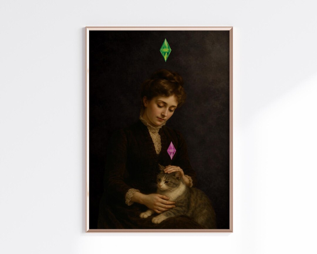 Victorian Cat Lady Art Print: Sims-inspired Vintage Wall Decor (digital ...