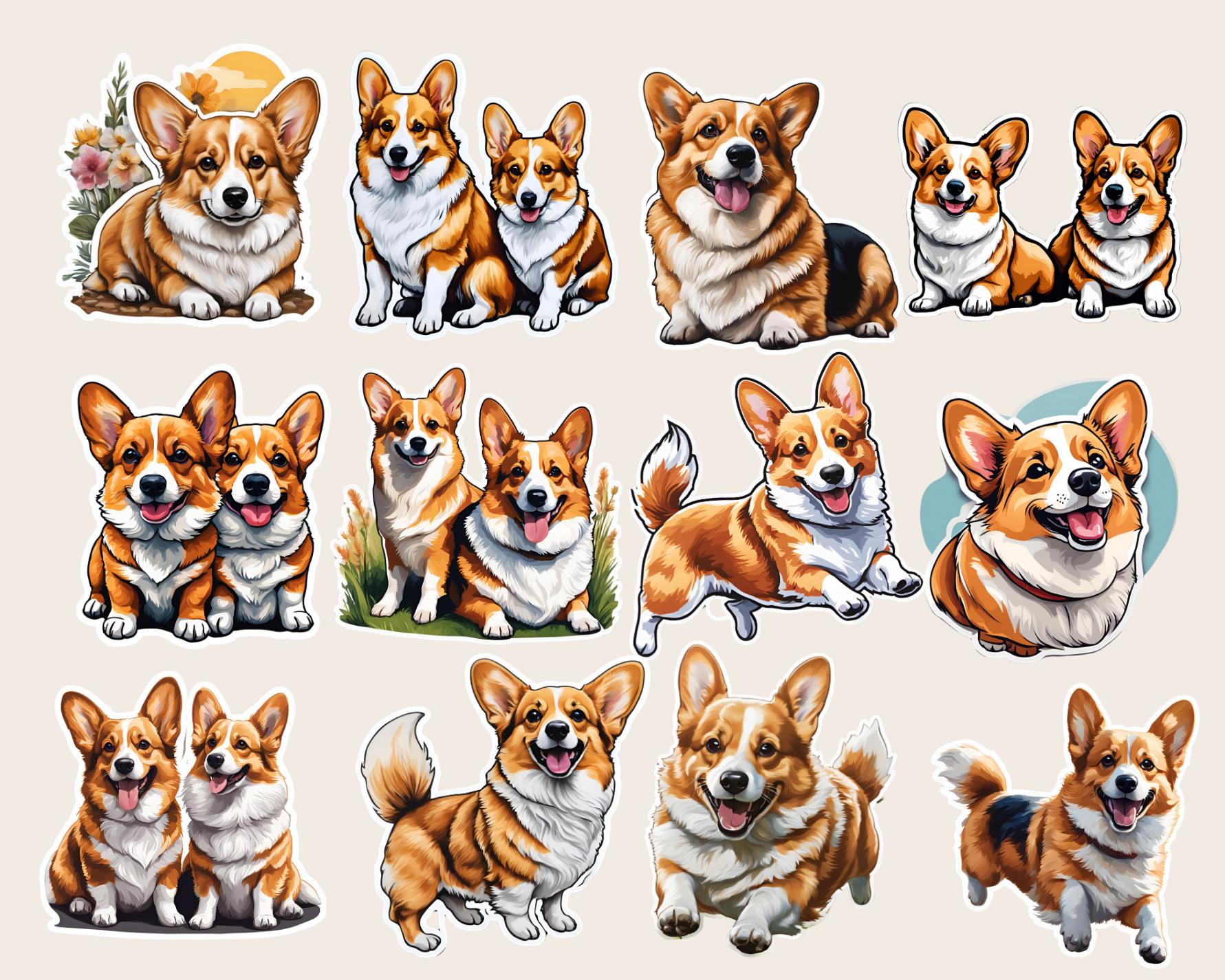 Corgi Clipart Bundle - 40 PNG Cute Adorable Puppy Stickers, Cute Dog ...