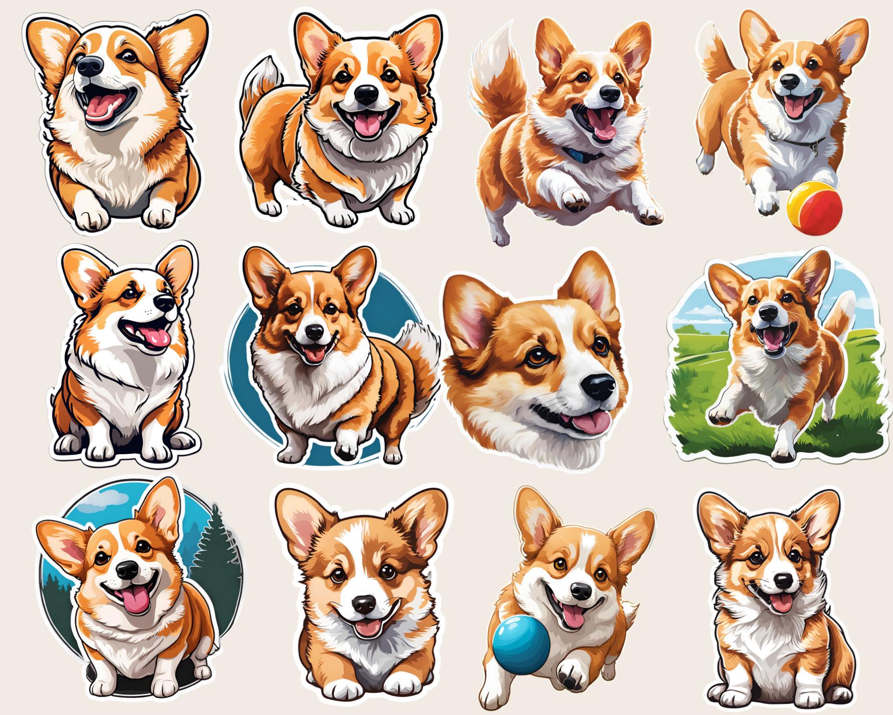 Corgi Clipart Bundle - 40 PNG Cute Adorable Puppy Stickers, Cute Dog ...