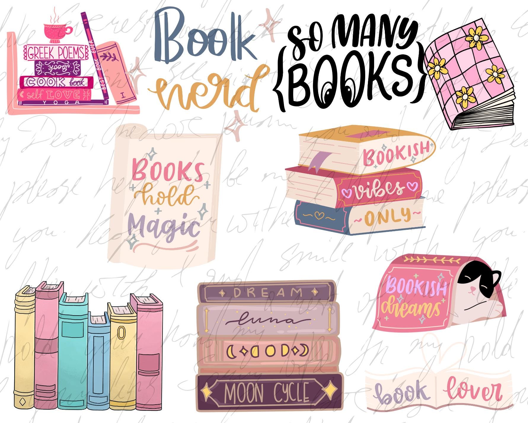 50 Book Lover PNG Bundle: Reader & Kindle Designs (digital Download) - Etsy