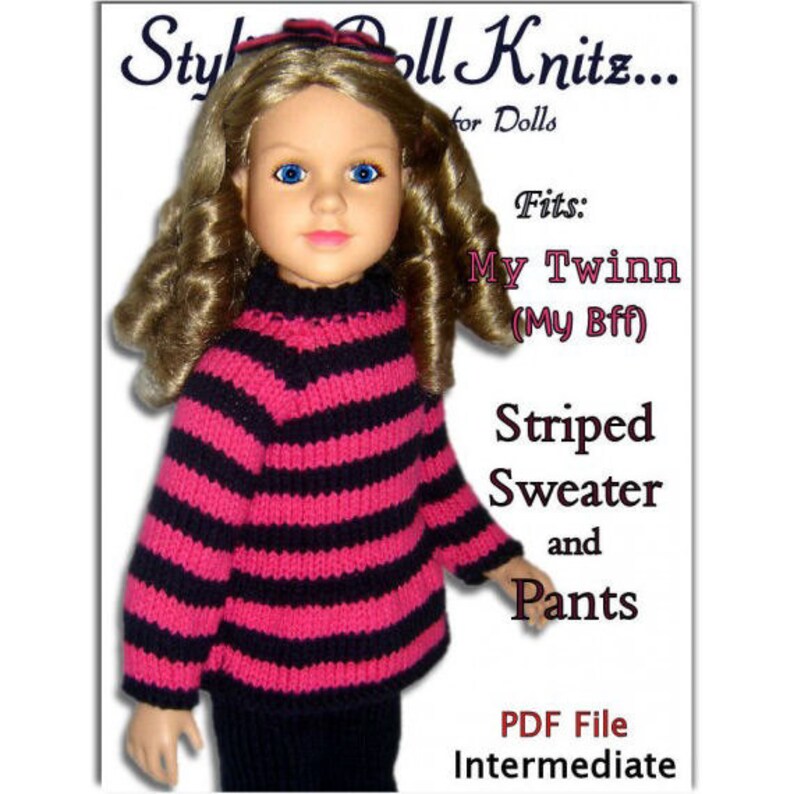 Knitting Patterns, Fit My Twinn Doll my BFF, Doll Sweaters, 23 Inch ...