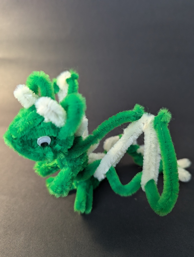Pipe Cleaner Dragon Greean and White - Etsy