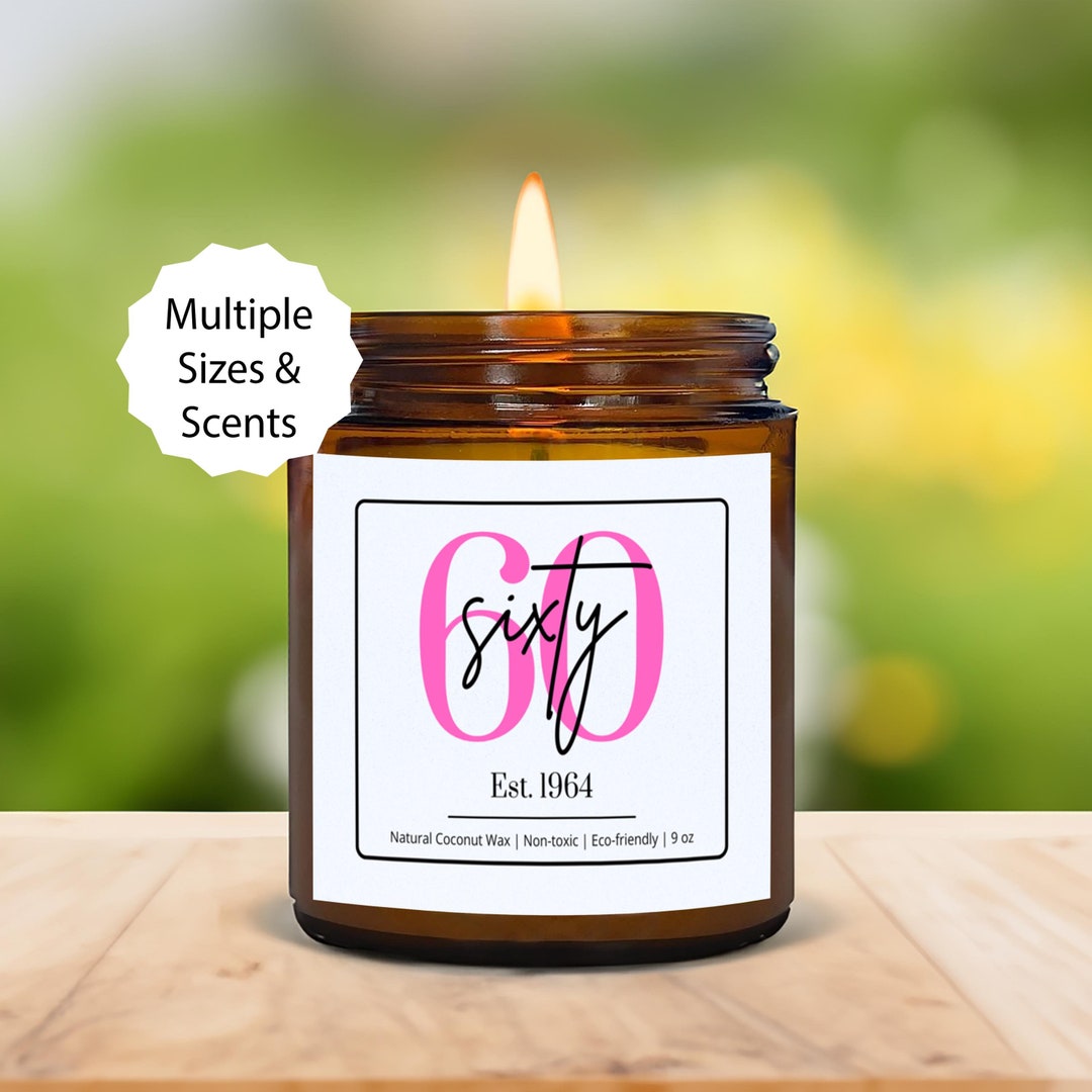 60th Birthday Gift Candle, 60 Est. 1964 Fabulous BD Gift Funny Birthday ...