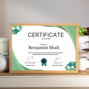 Customizable Activities Certificate, Editable Award Template, Printable ...