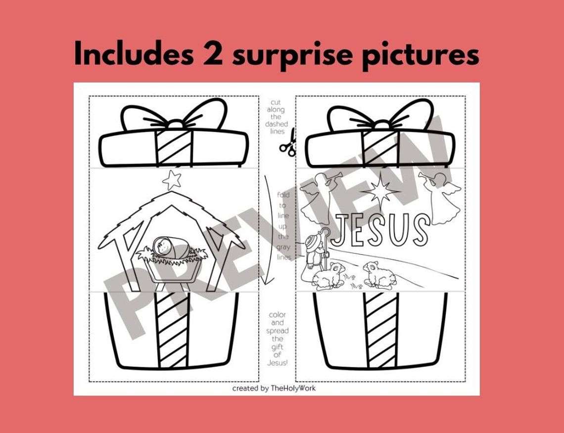 Jesus Christmas Card Surprise Gift Craft for Kids Children's Coloring ...