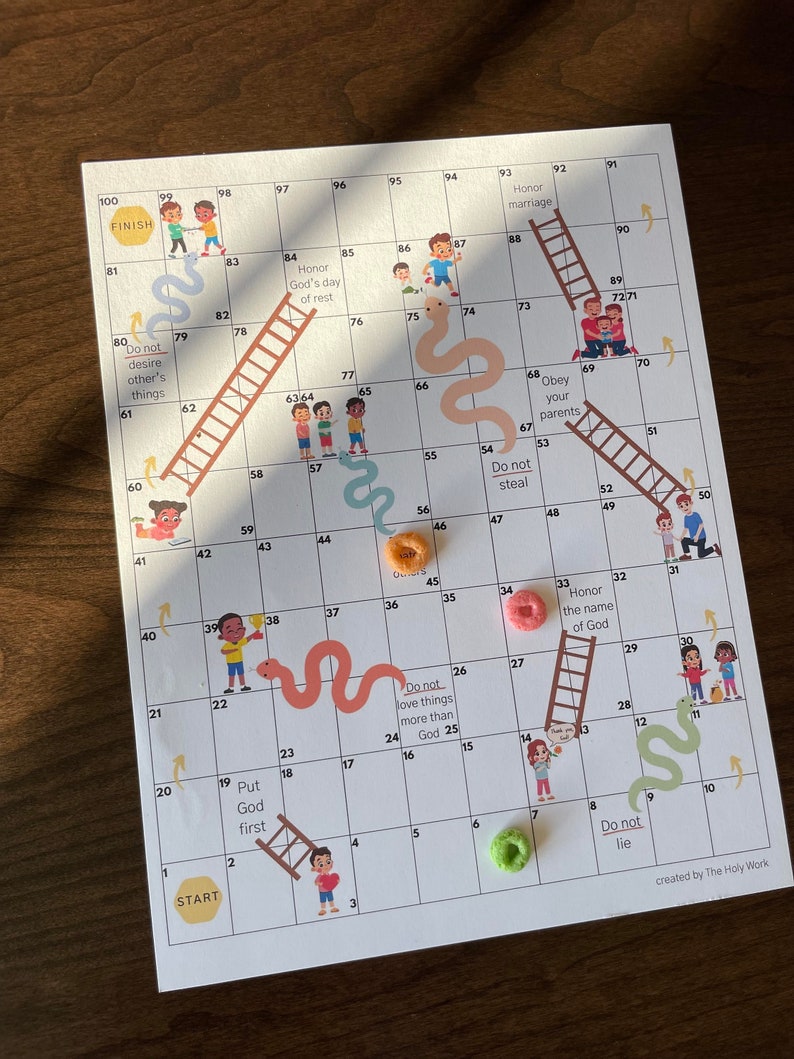 10 Commandments Snakes and Ladders Printable Board Game (digital ...