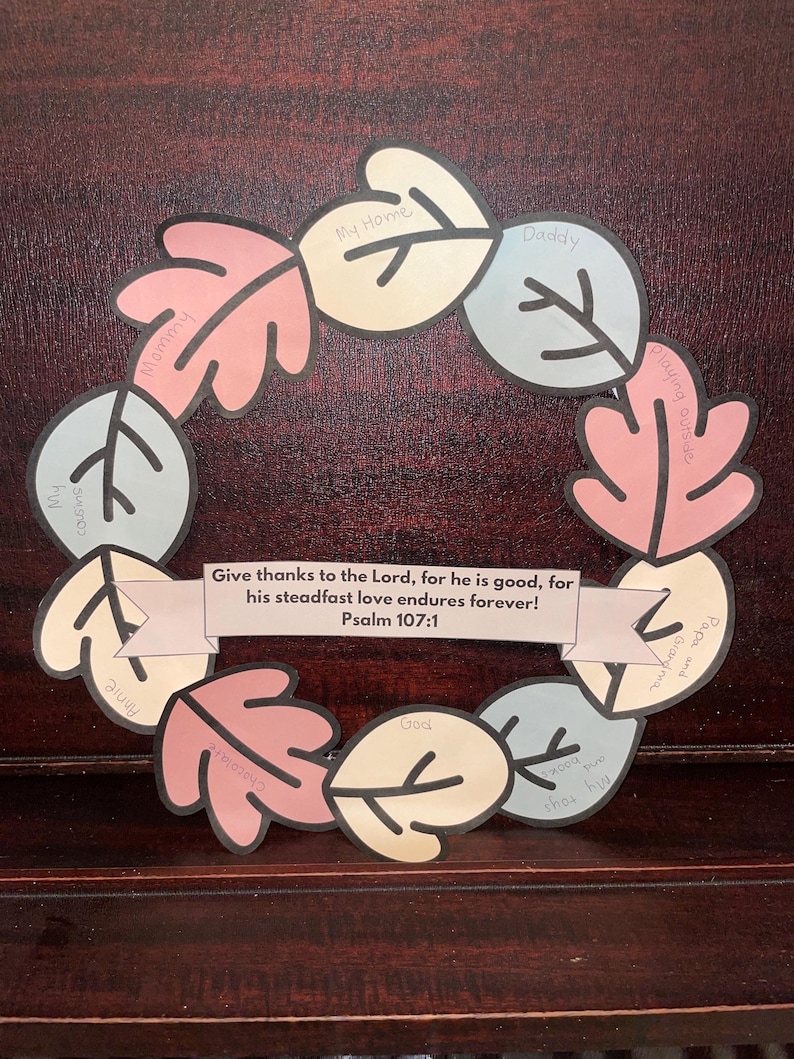 Thanksgiving Wreath Craft for Kids: Gratitude Activity (digital ...