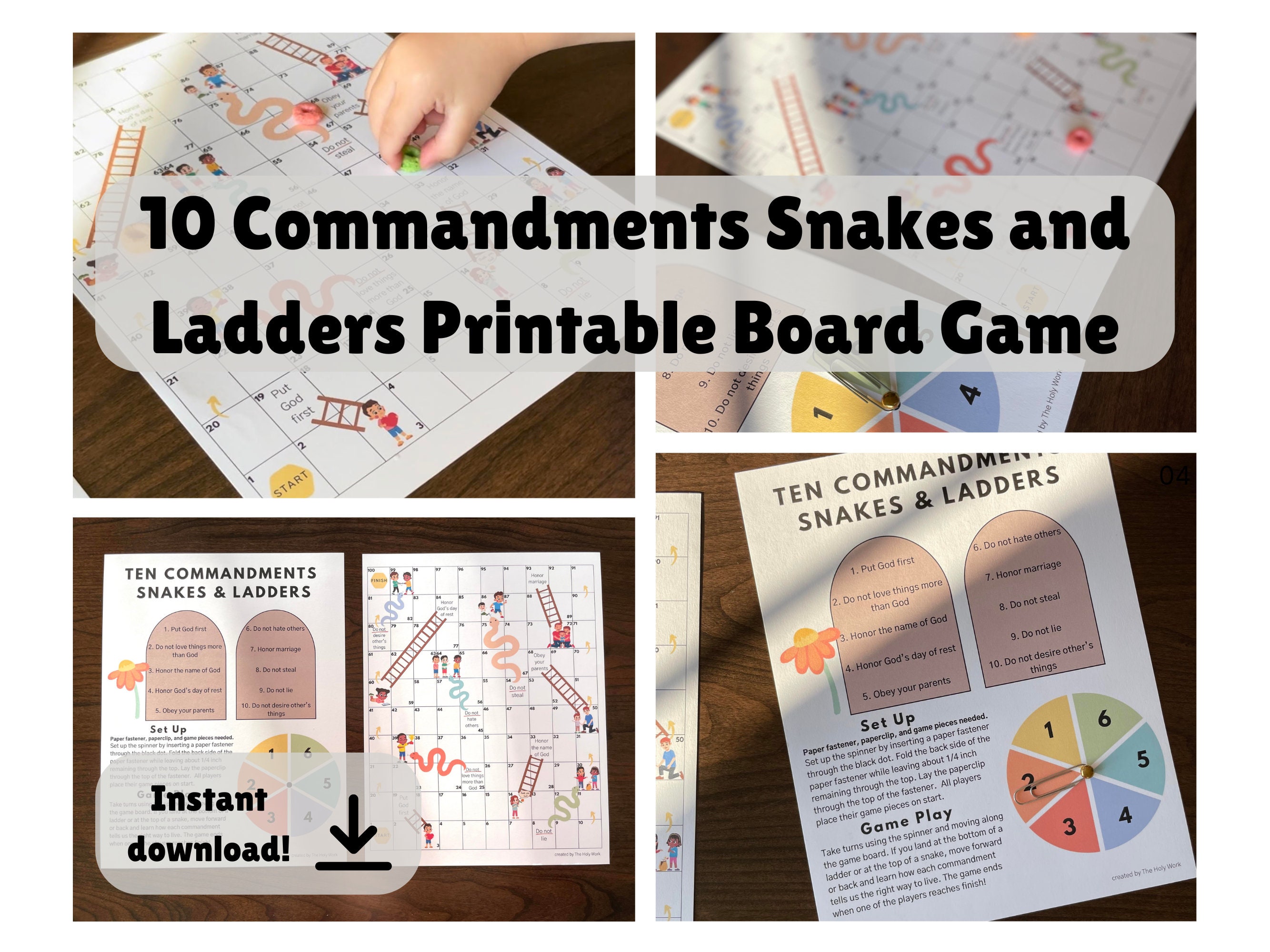 10 Commandments Snakes and Ladders Printable Board Game (digital ...