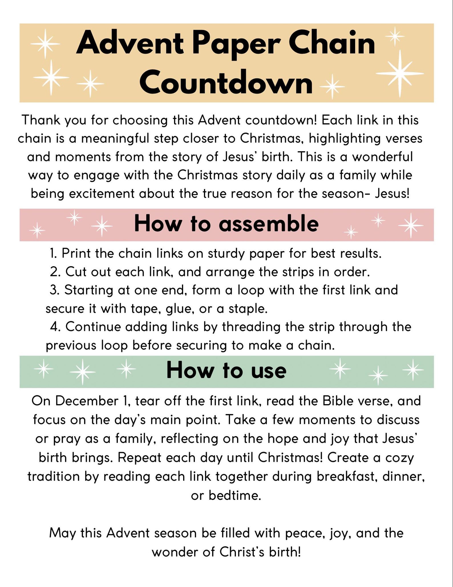 Christmas Paper Chain Countdown Craft for Kids and Families Printable ...