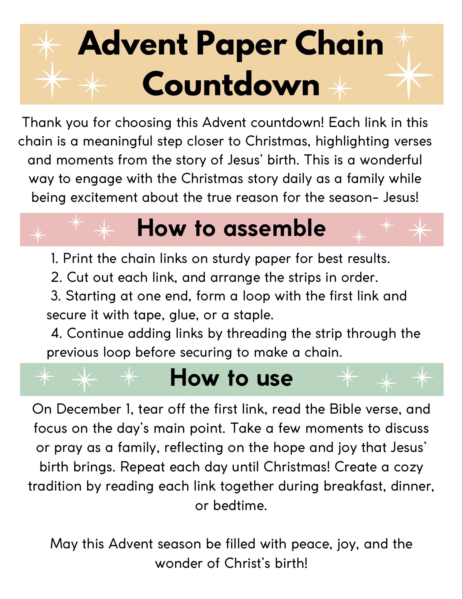 Christmas Paper Chain Countdown Craft for Kids and Families Printable ...