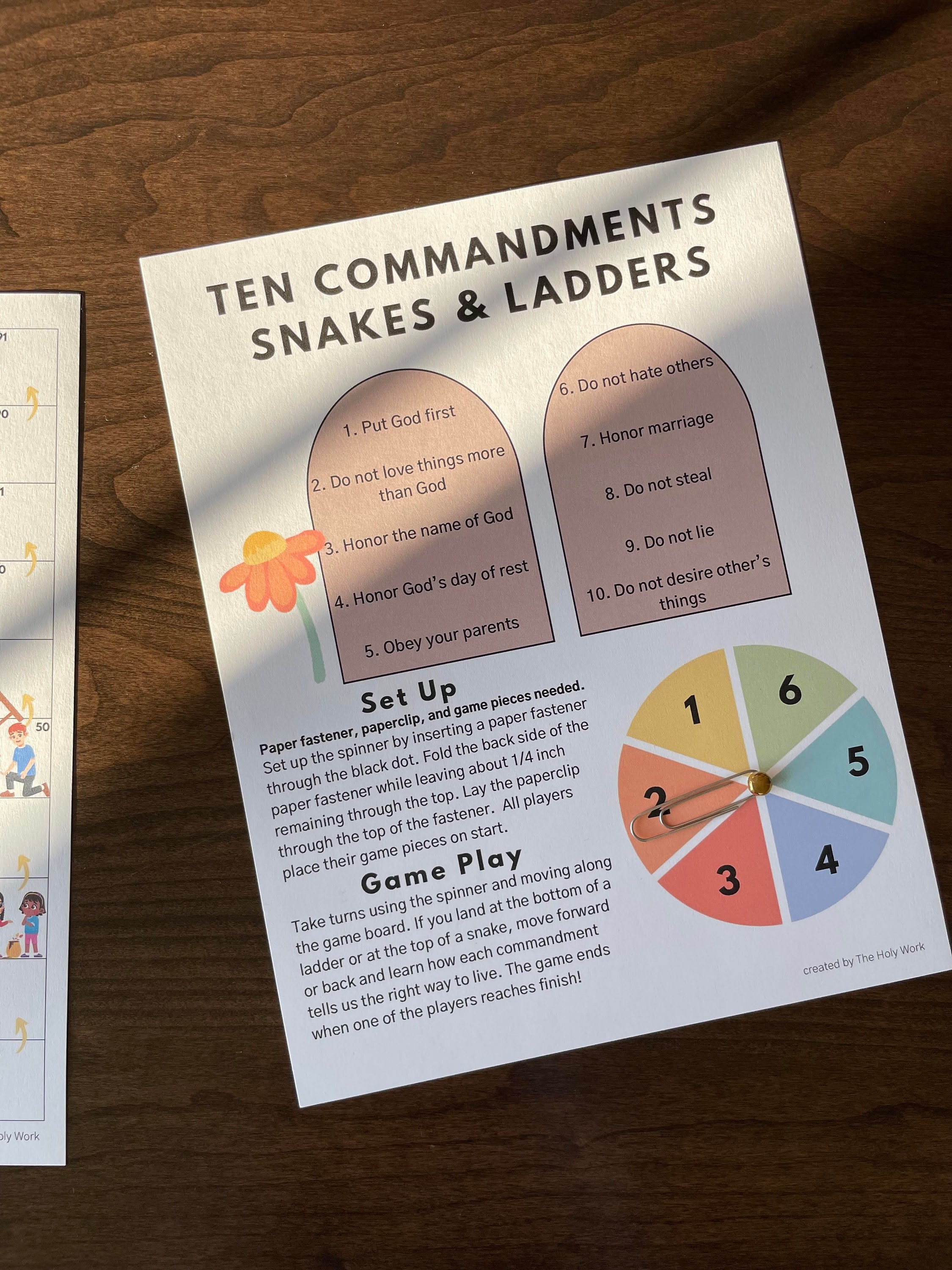 10 Commandments Snakes and Ladders Printable Board Game (digital ...