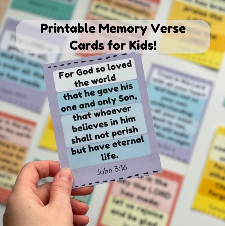 Bible Memory Verse Cards for Kids | Scripture Memorization | Christian ...