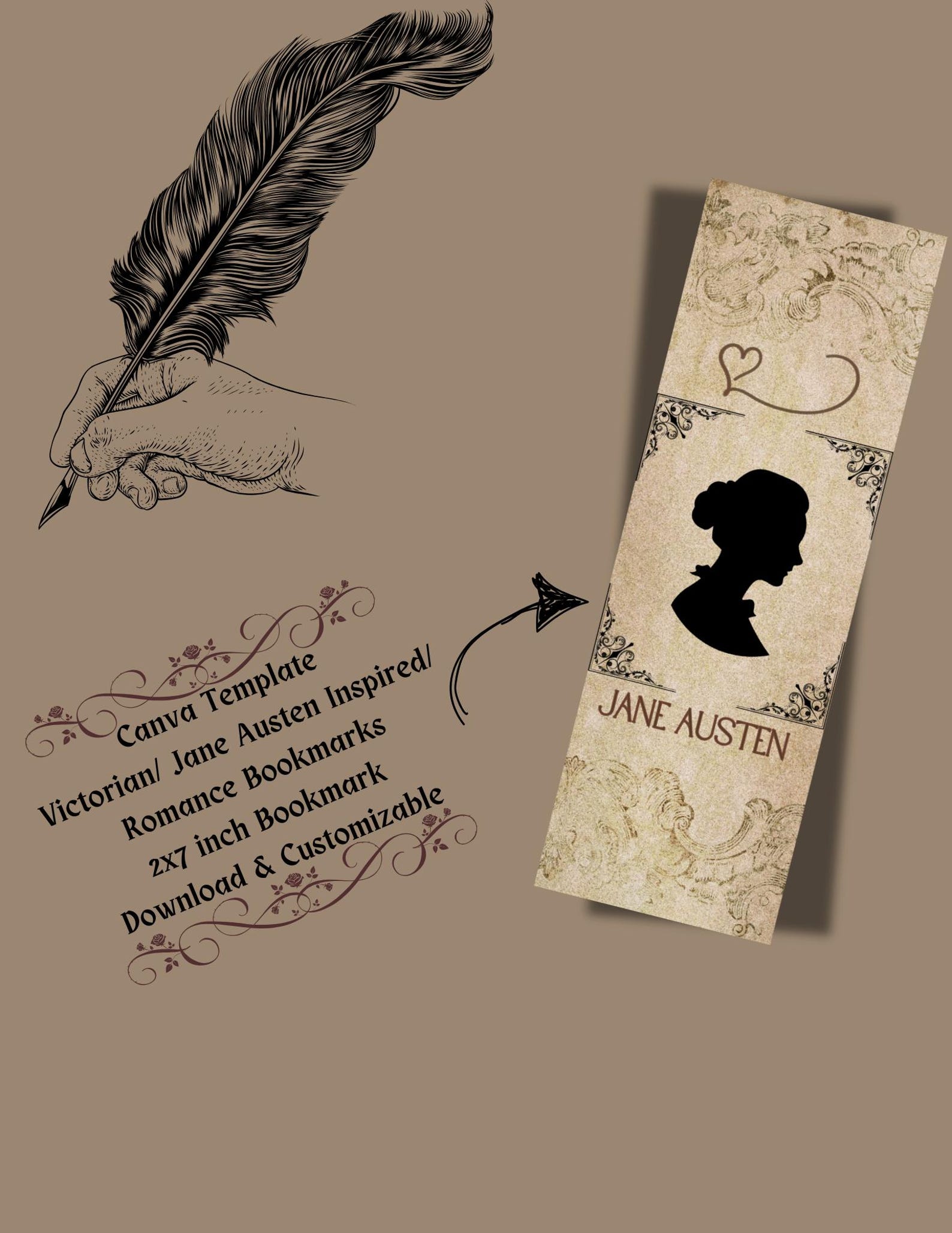 Literary Gifts - Jane Austen Bookmarks Printable Art - Instant Download ...