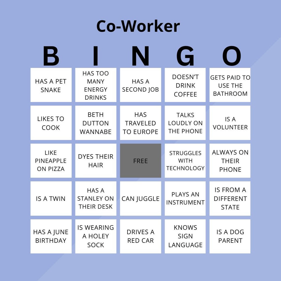 Co-worker Bingo How Well Do You Know Your Coworkers Office Party ...