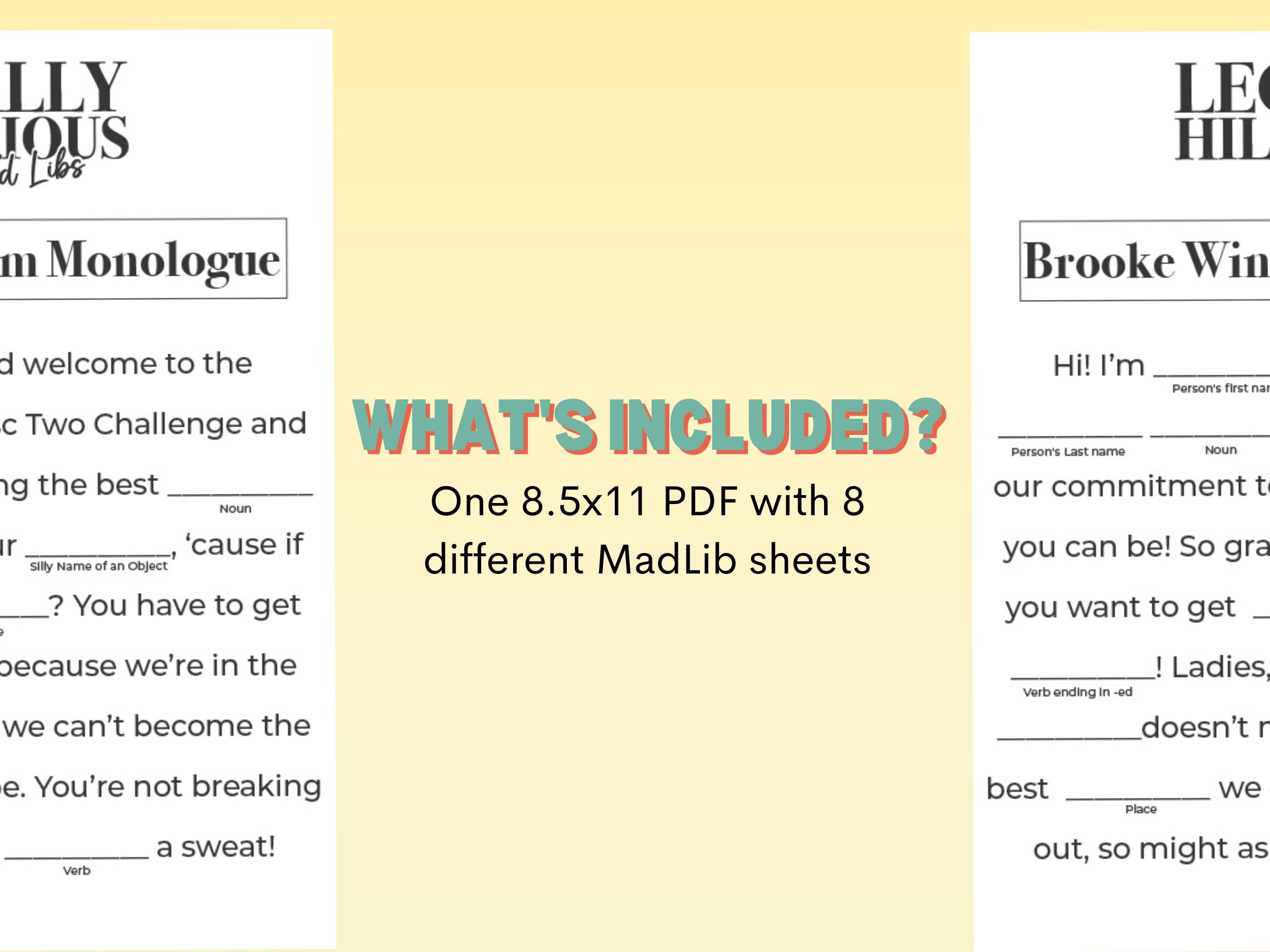 Legally Hilarious Mad Libs- 8 Activity Sheets - Instant Download ...
