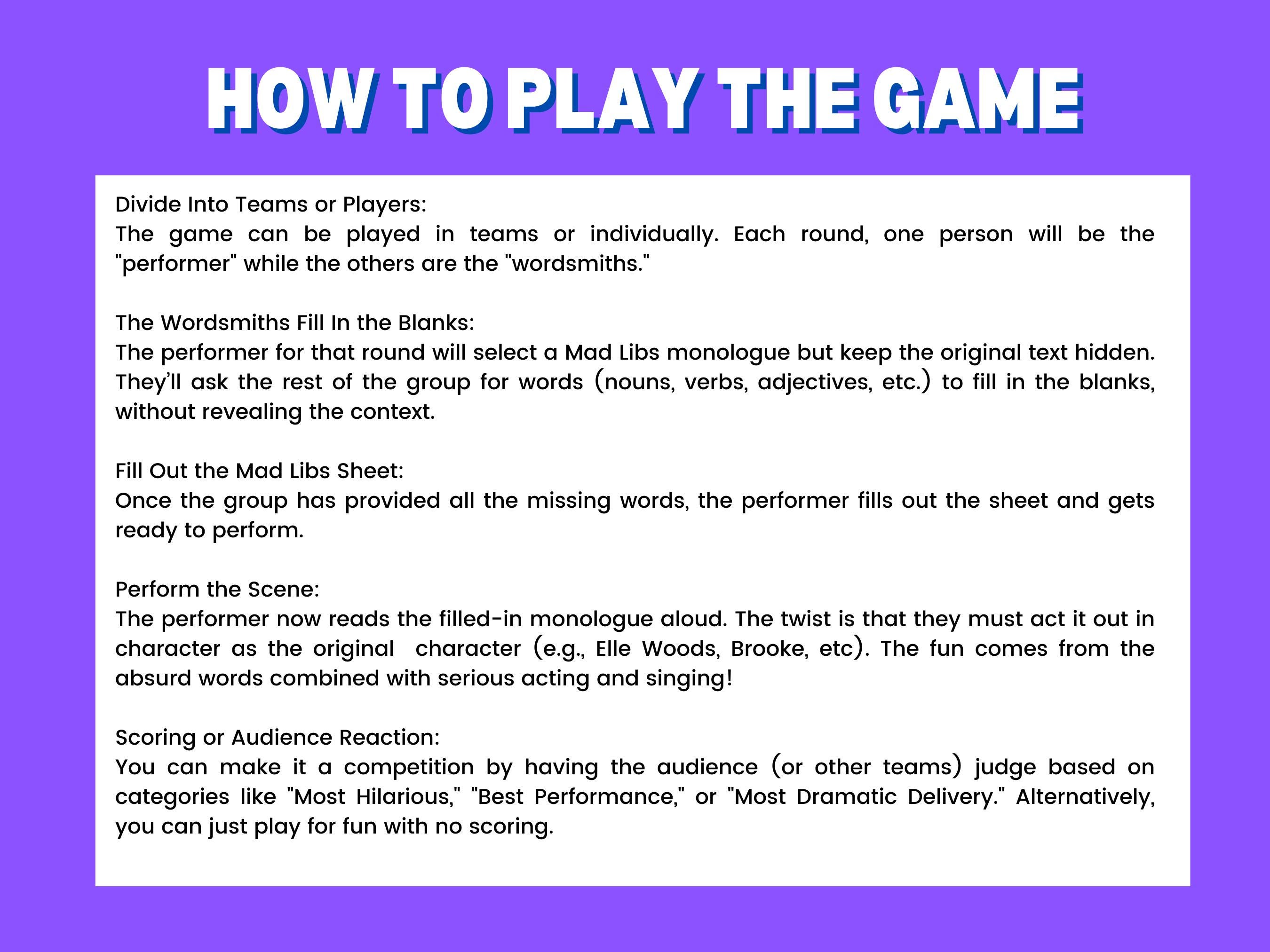 Matilda the Musical Mad Libs: 8 Printable Activity Sheets (digital ...