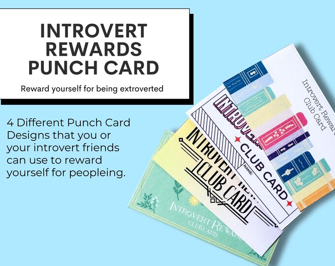 Introvert Rewards Punch Card: Humorous Gift for Friends - Etsy