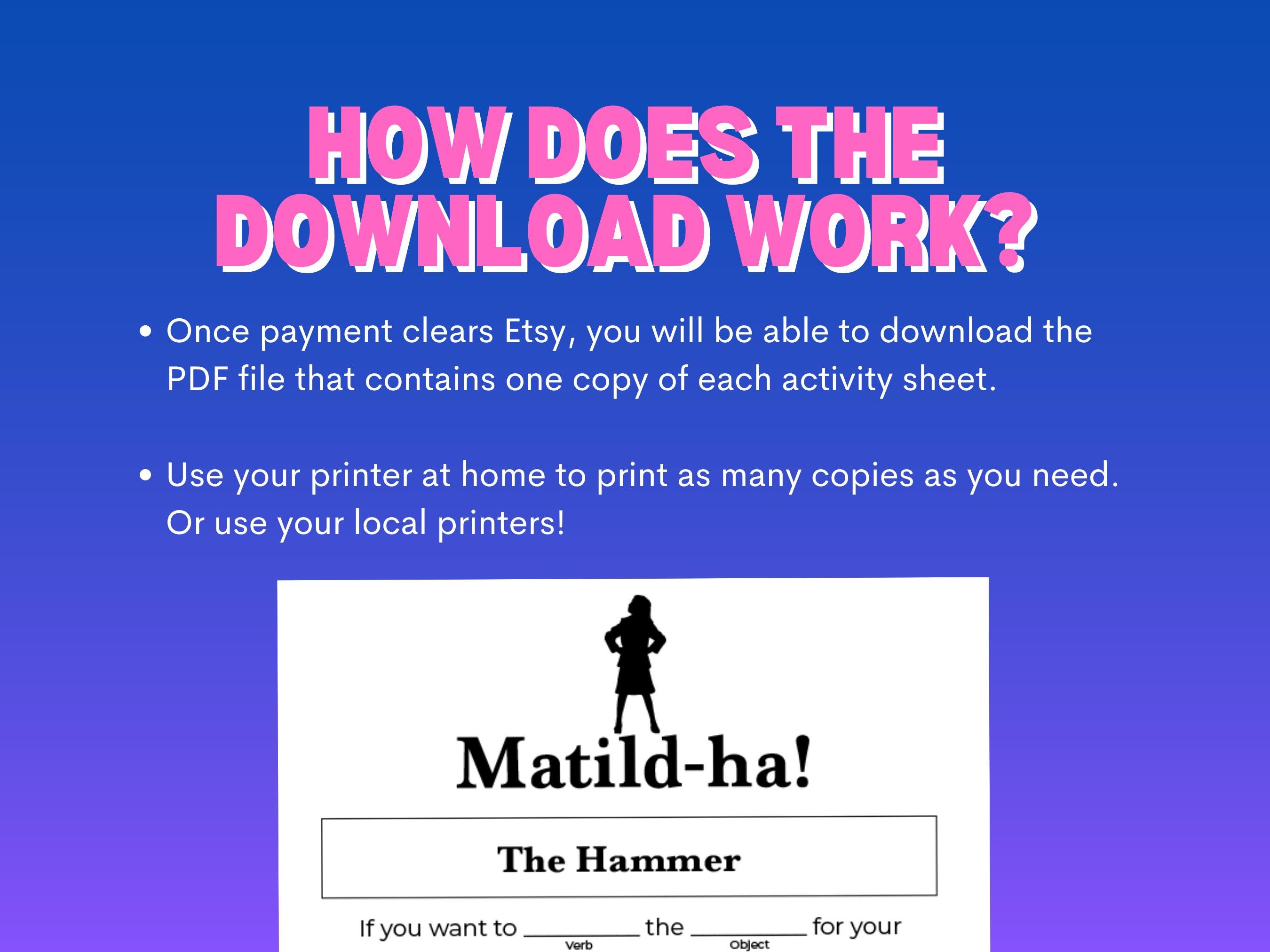 Matilda the Musical Mad Libs: 8 Printable Activity Sheets (digital ...