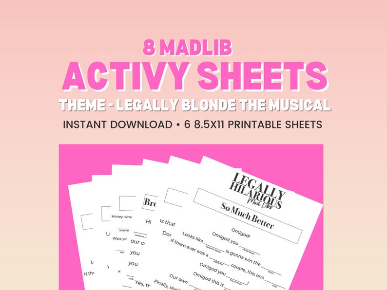 Legally Hilarious Mad Libs- 8 Activity Sheets - Instant Download ...