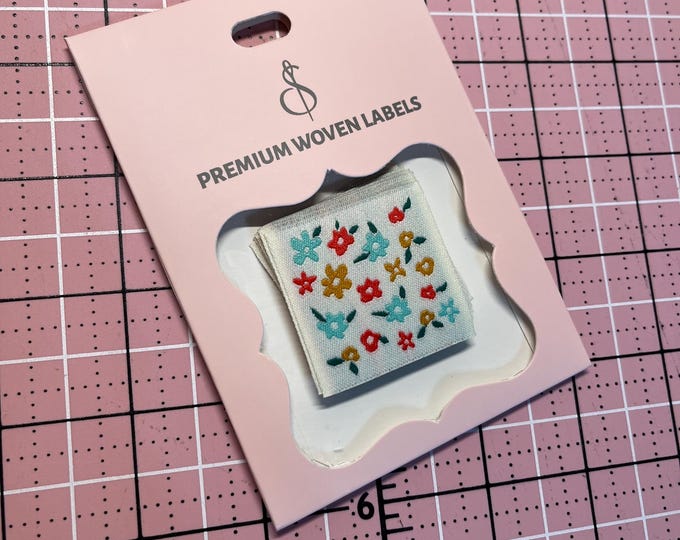 Flower Woven Labels- Minki Kim Labels- Package of Eight Labels - Etsy