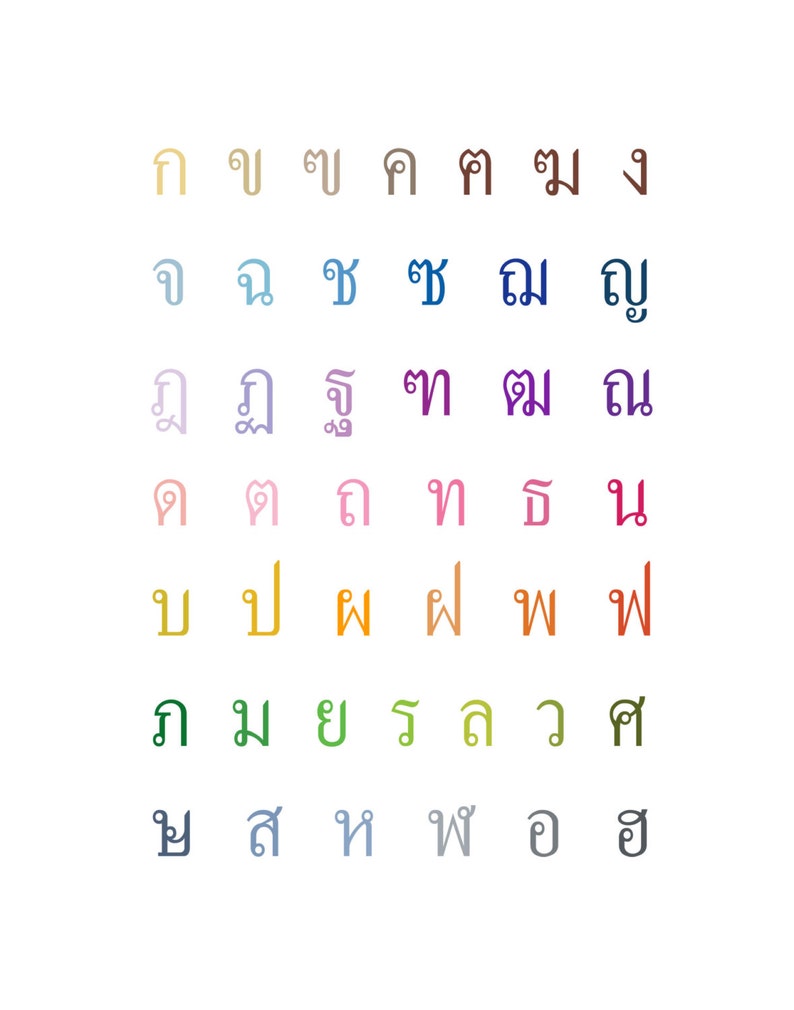 Thai Alphabet Art Poster 11x14 FREE SHIPPING - Etsy