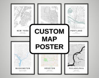Custom City Map With Street Names Hometown Poster Wall Art Print and ...