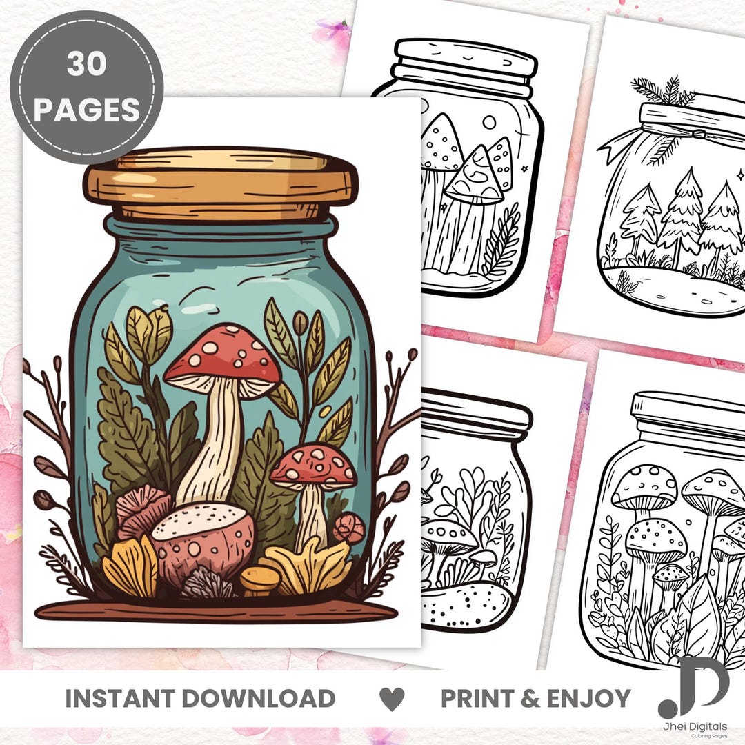 Forest Jar Coloring Page – Digital Product, Printable Coloring, Instant ...