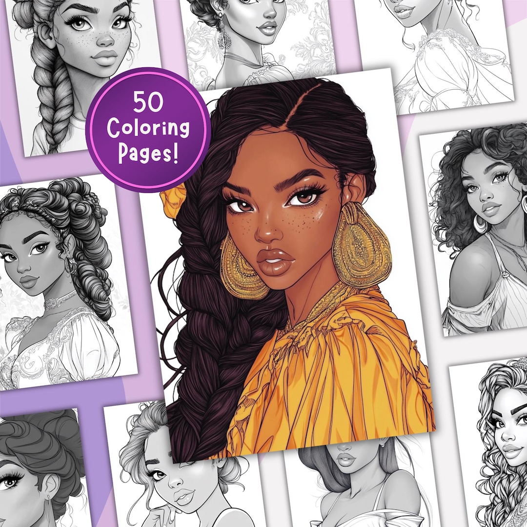 Beautiful Black Woman Coloring Page, Digital Download, Printable Sheet ...