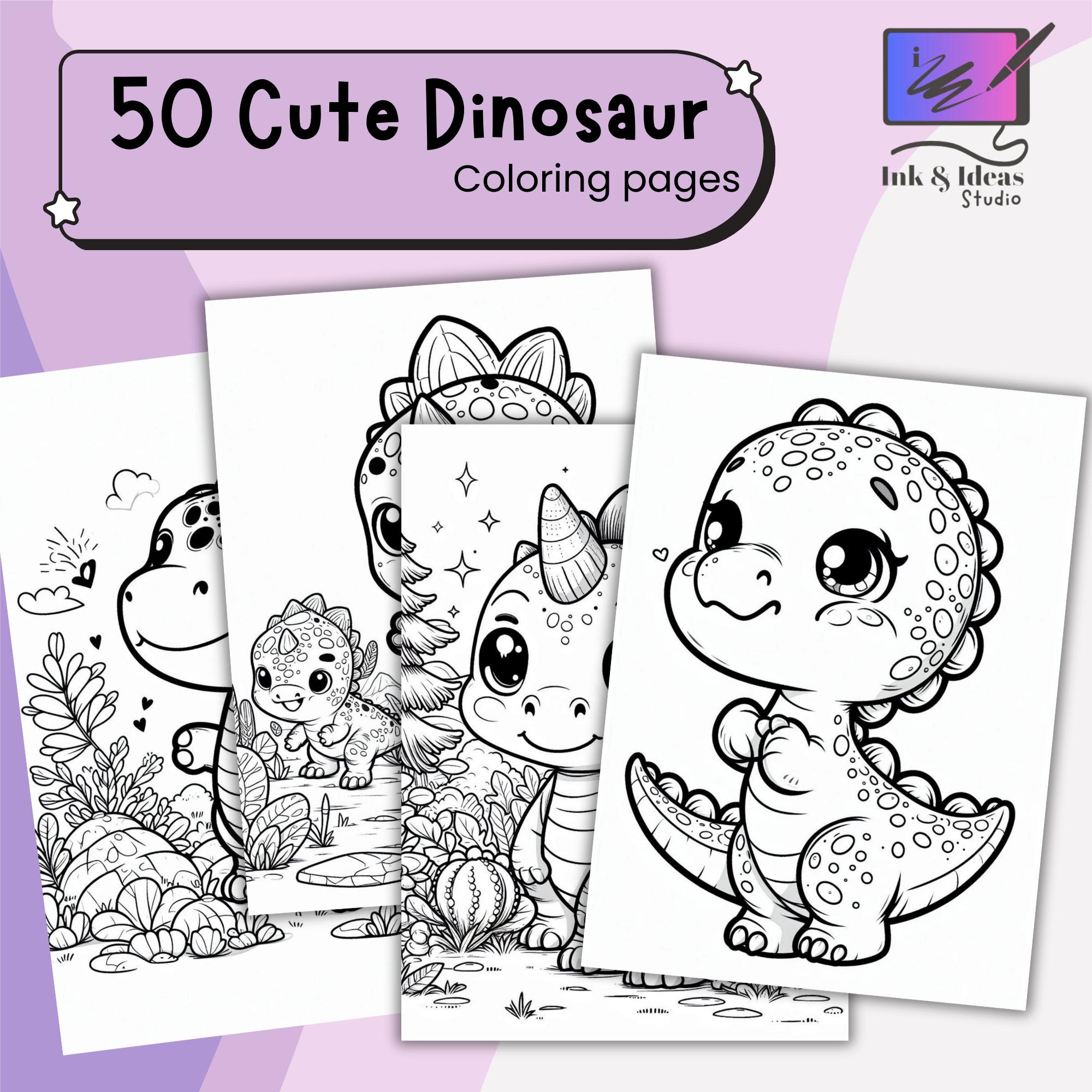 Cute Dinosaur Coloring Book Page, Digital Download, Stress Relief for ...