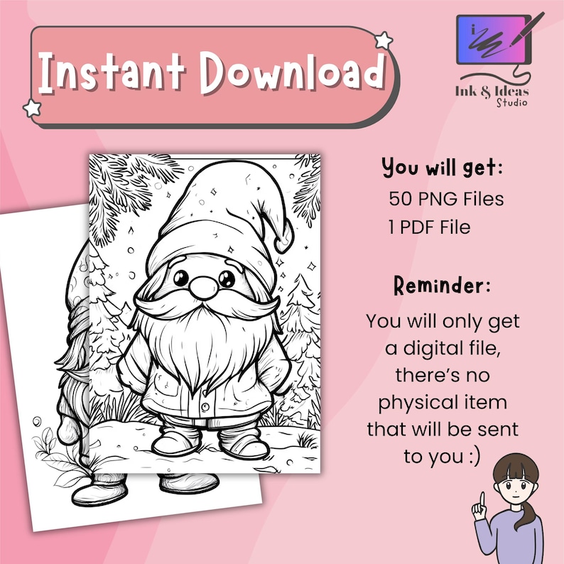 Gnome Coloring Pages – Christmas Coloring Page, Stress Relief ...