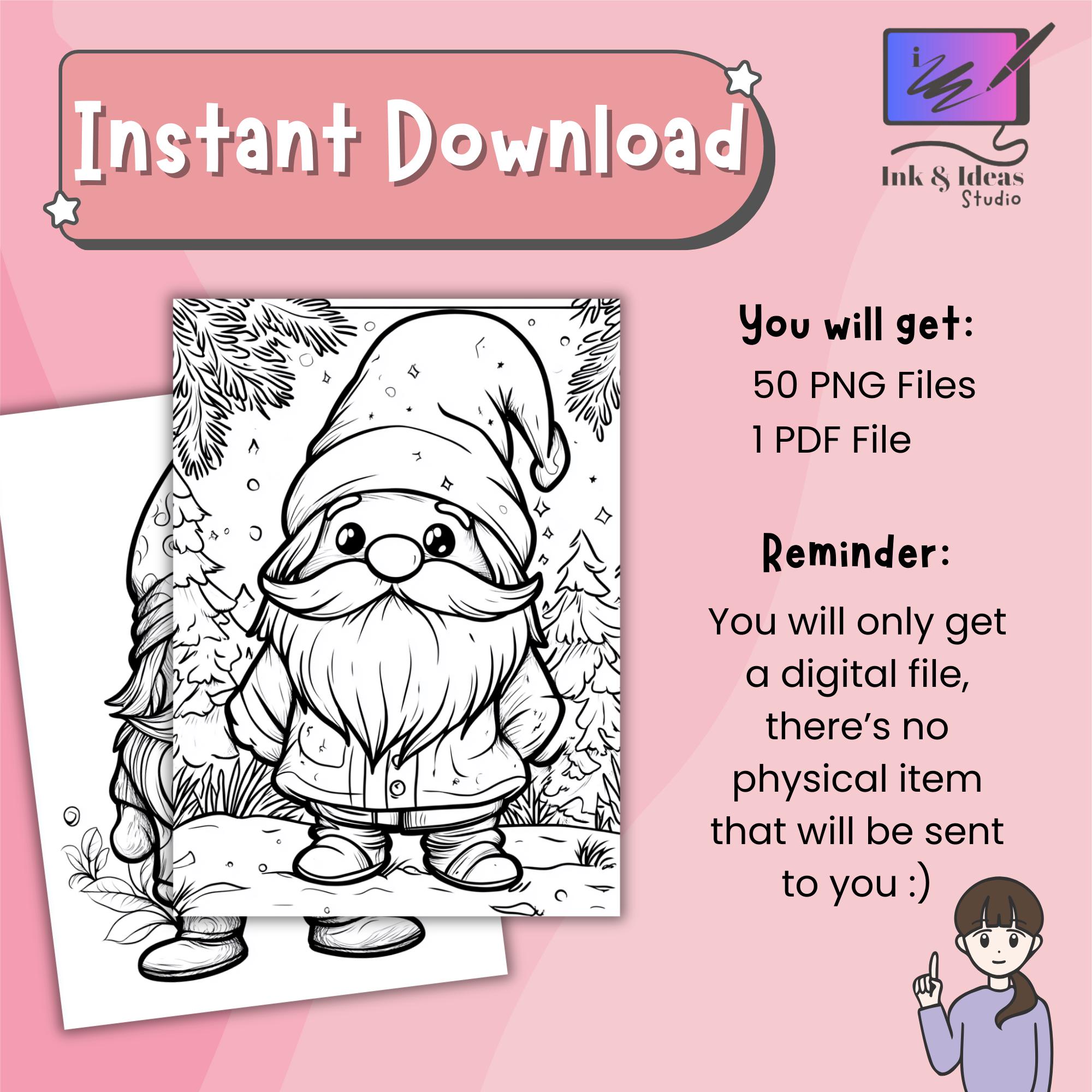 Gnome Coloring Pages – Christmas Coloring Page, Stress Relief ...