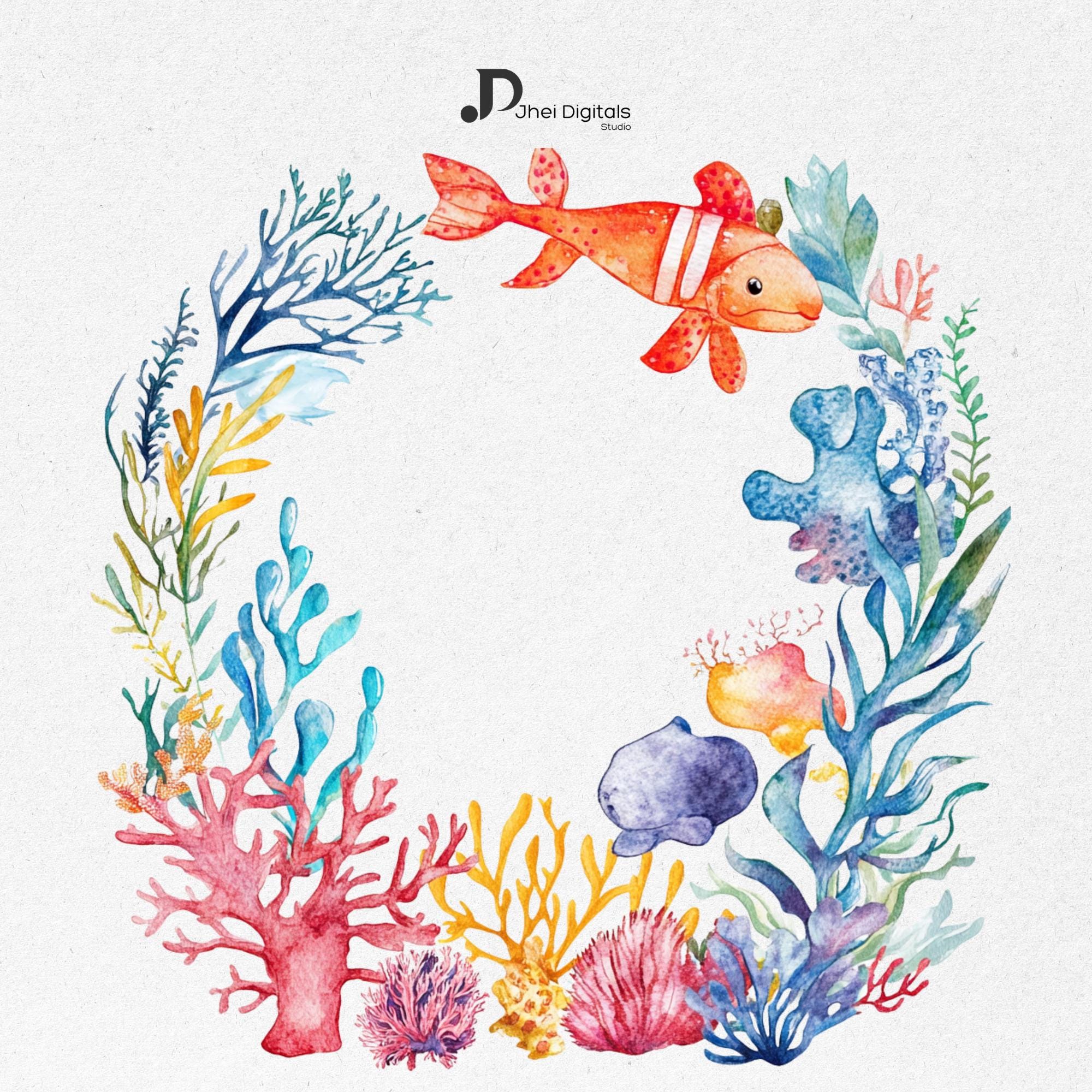 Sea Animals Clipart Bundle, Cute Ocean Animals PNG Set, Marine Life ...