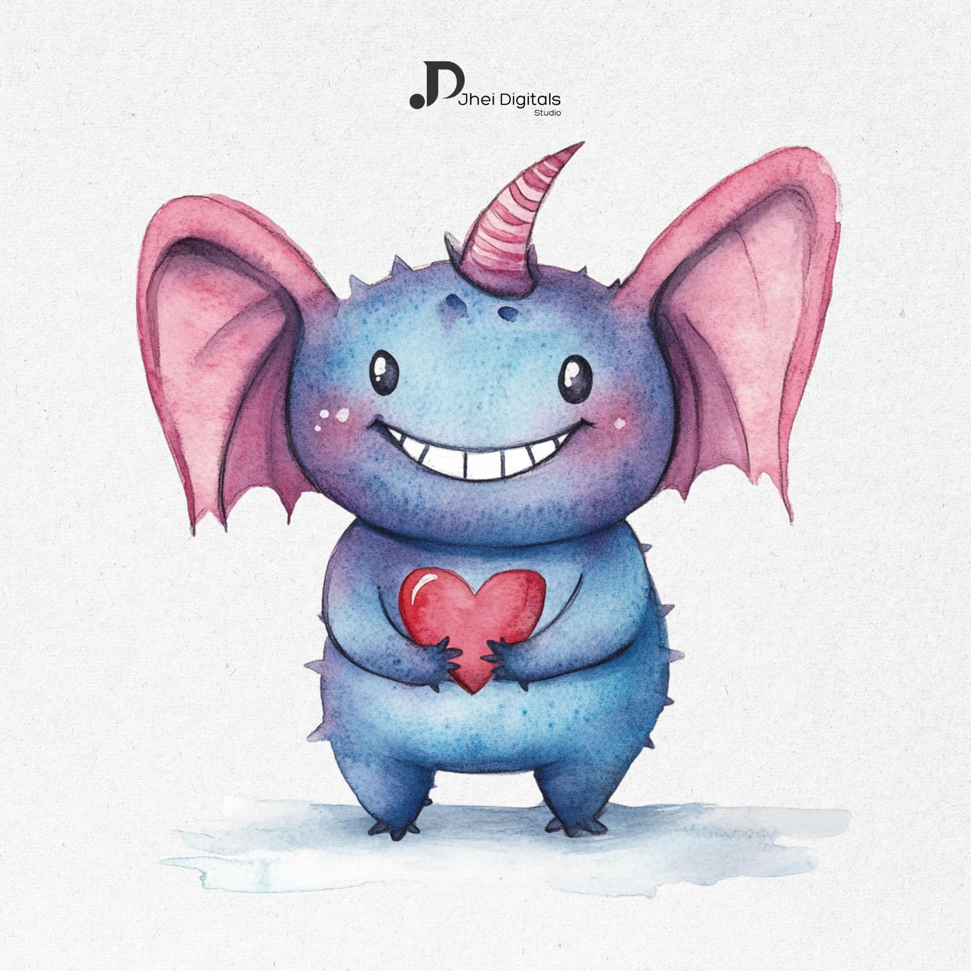 Love Monsters Clipart Bundle, Cute Monster Valentine PNG, Adorable ...